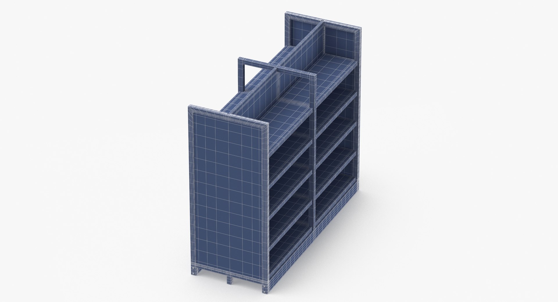3D model Wooden Shelving System 54 Double Shelf and Side Panel ...