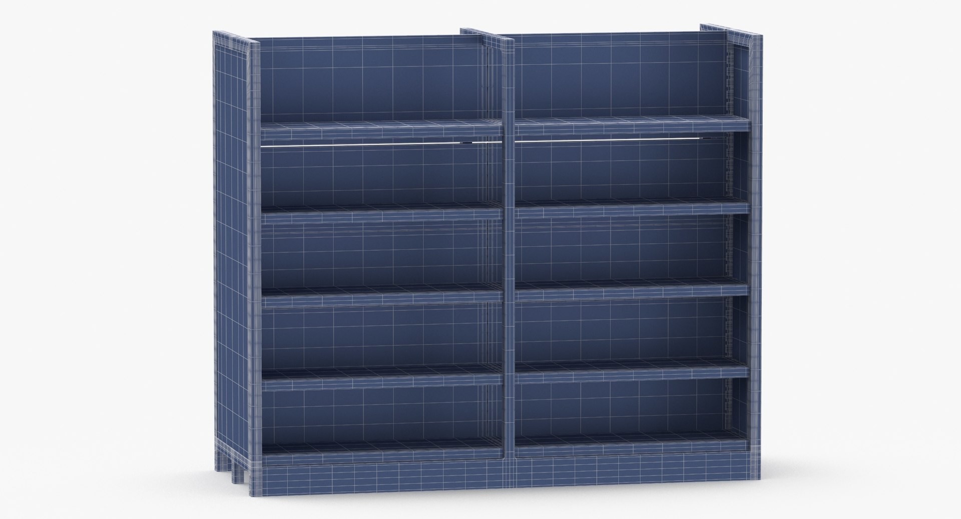 3D Model Wooden Shelving System 54 Double Shelf And Side Panel ...