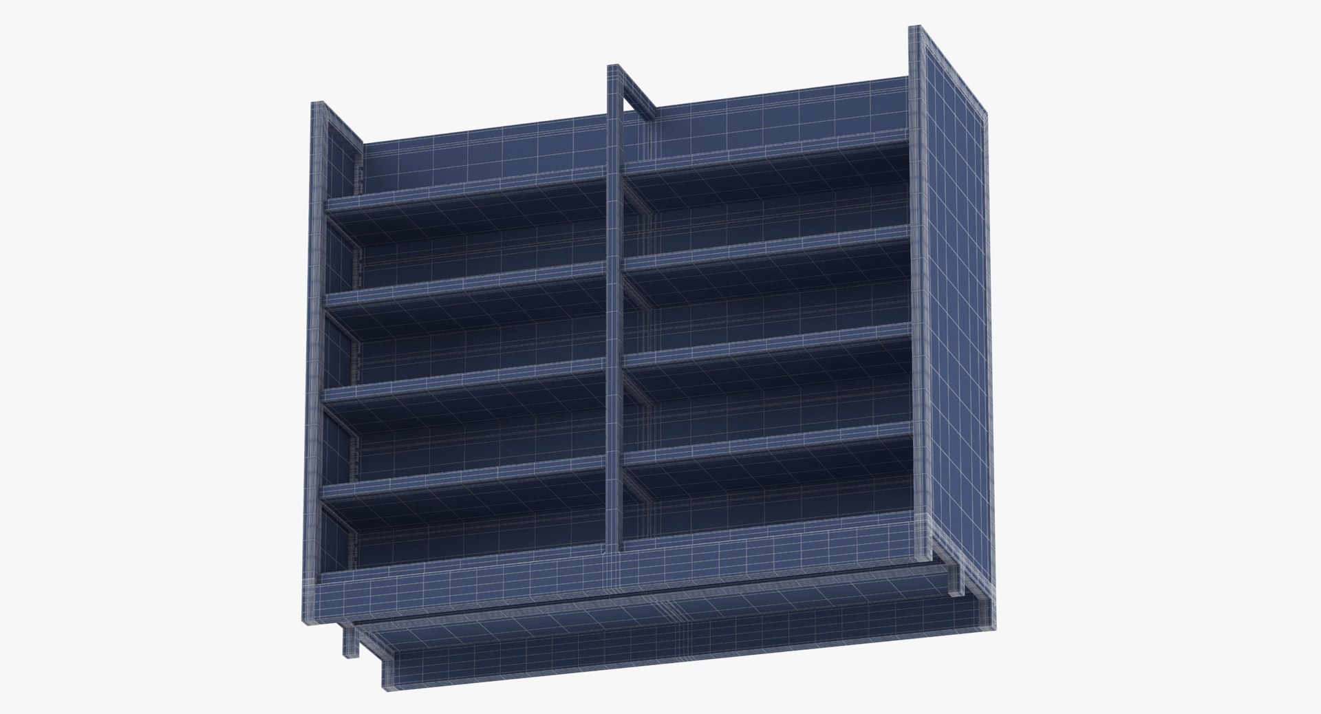 3D model Wooden Shelving System 54 Double Shelf and Side Panel ...