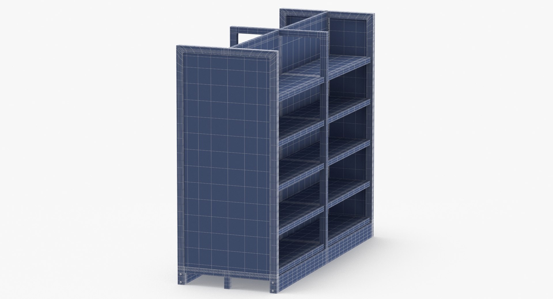3D Model Wooden Shelving System 54 Double Shelf And Side Panel ...