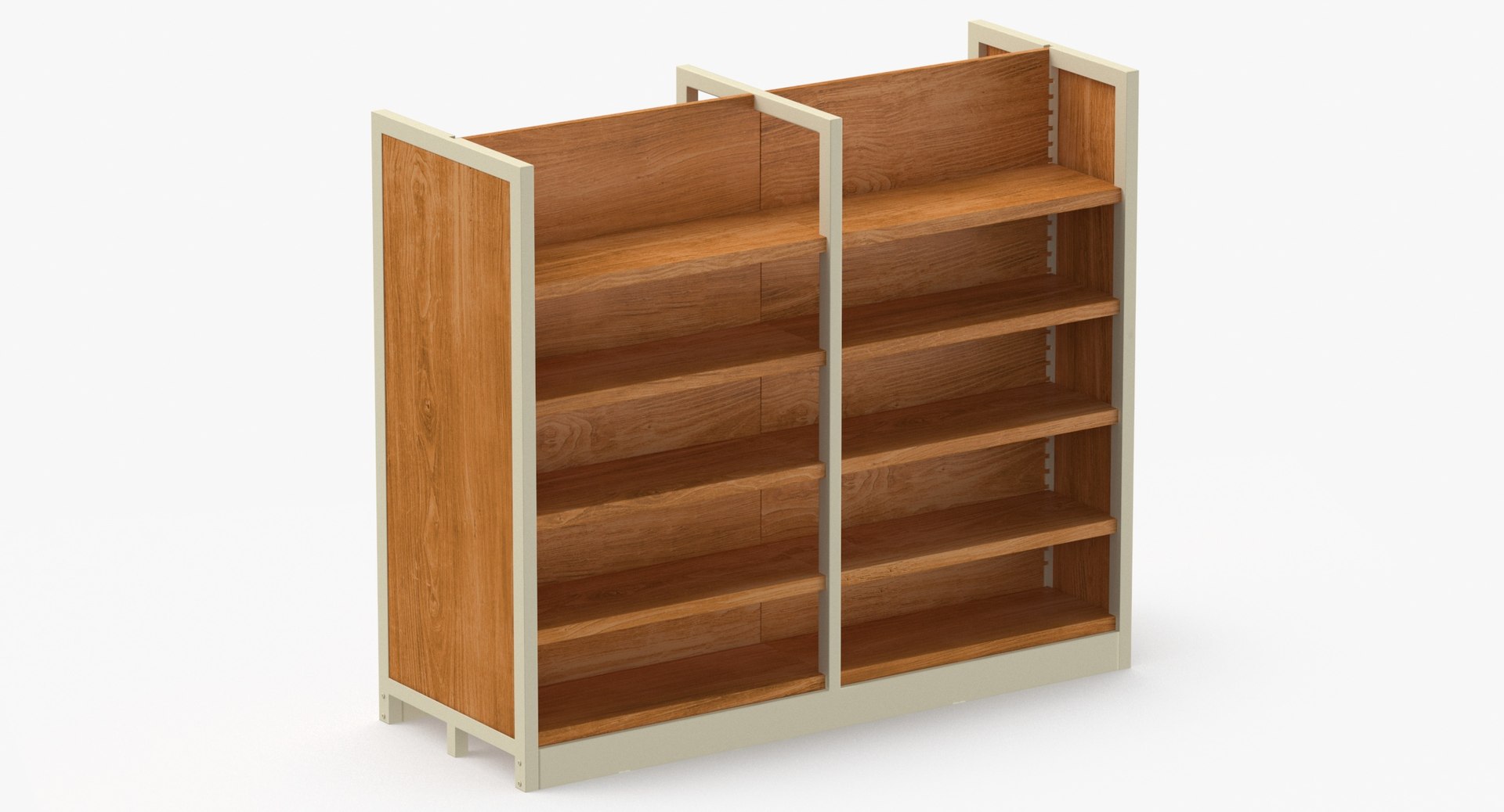 3D Model Wooden Shelving System 54 Double Shelf And Side Panel ...