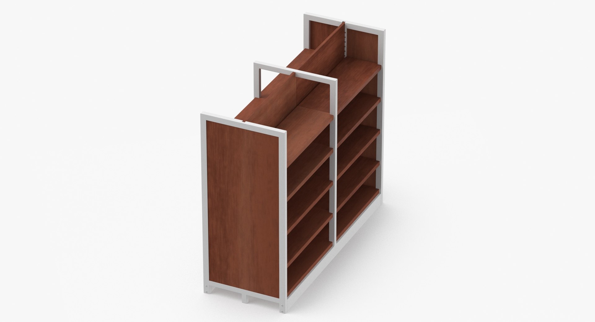 3D Model Wooden Shelving System 54 Double Shelf And Side Panel ...