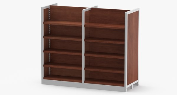 3D model Wooden Shelving System 54 Double Shelf and Side Panel ...