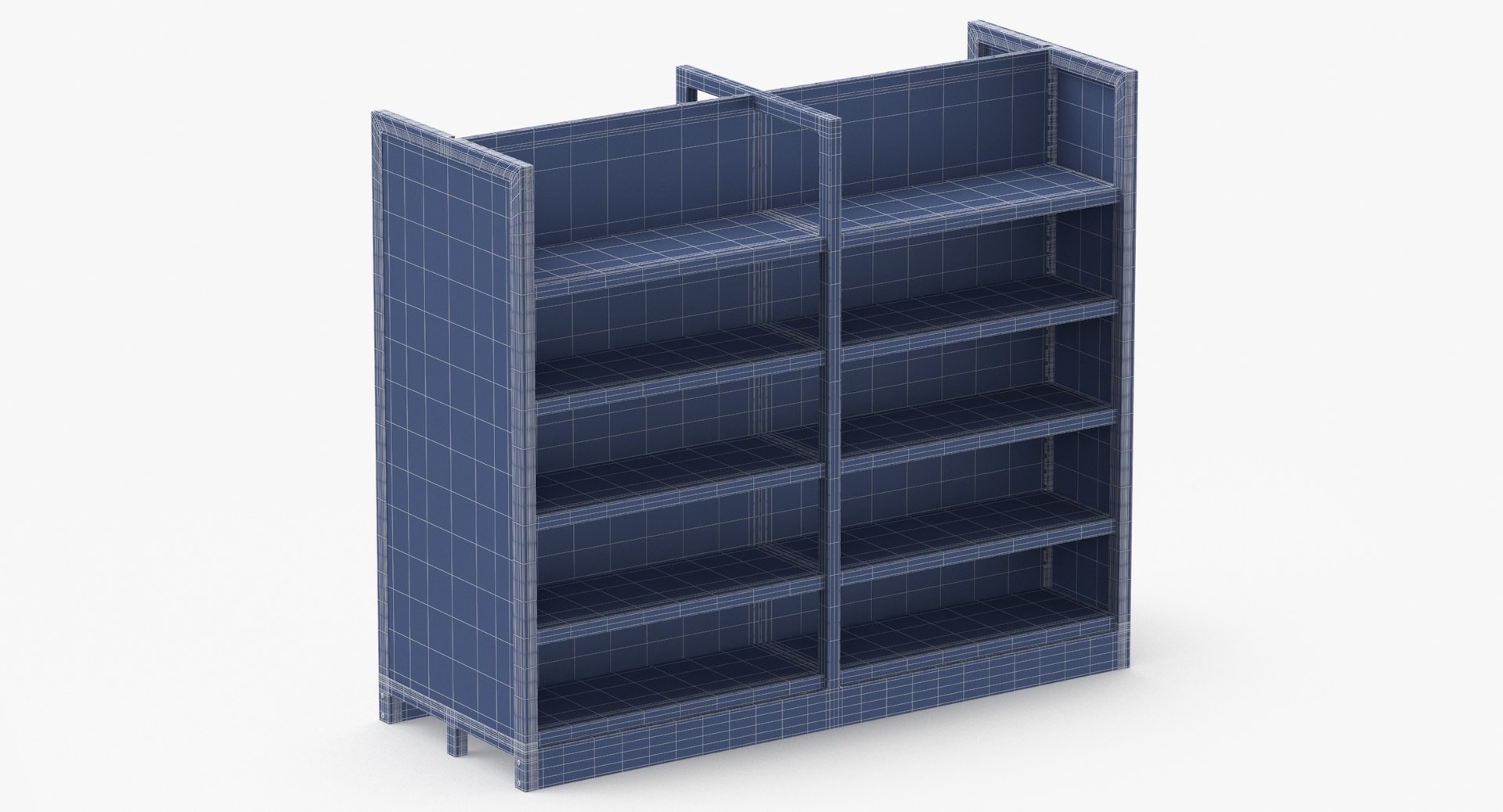 3D Model Wooden Shelving System 54 Double Shelf And Side Panel ...