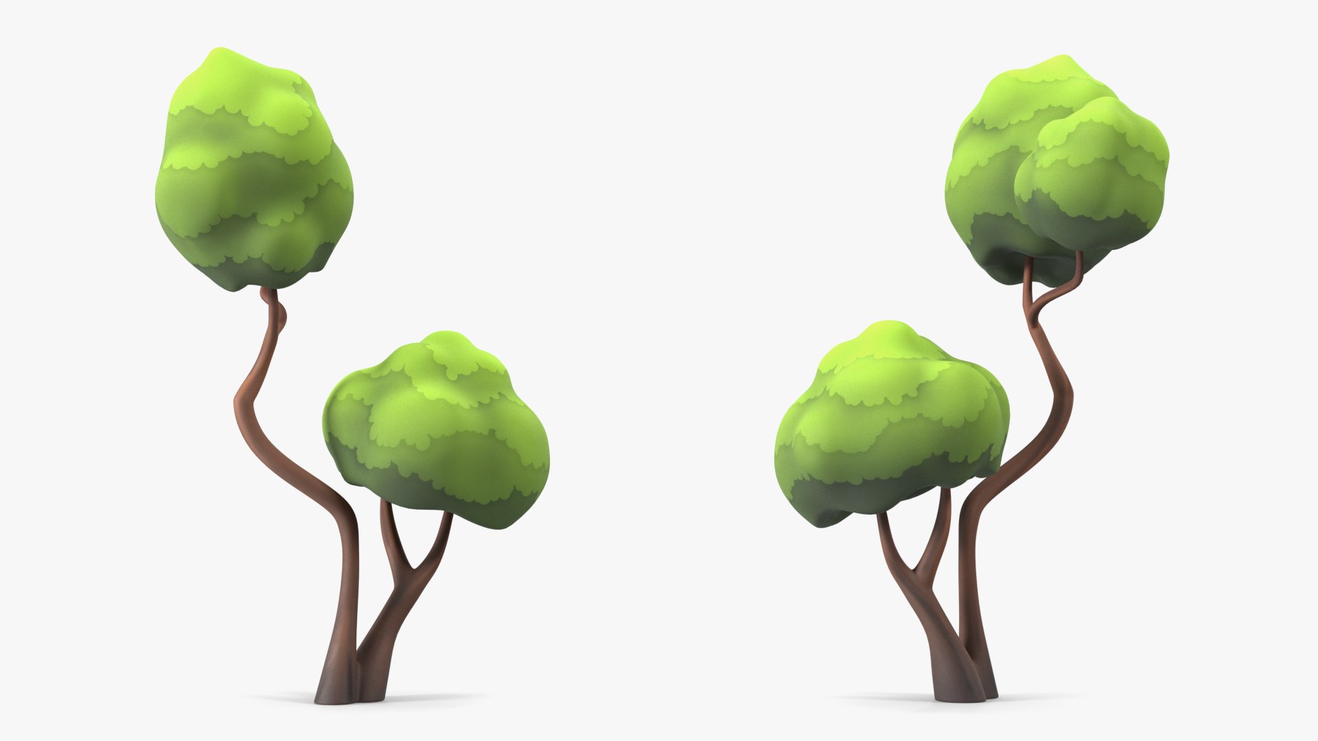 Small Double Tree Cartoon Style Handpaint Texture 3D Model - TurboSquid ...