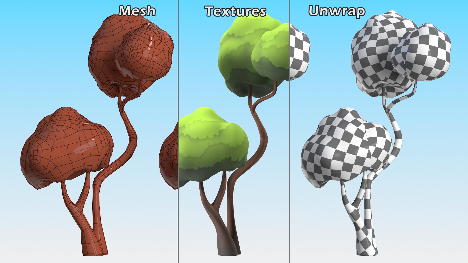 Small Double Tree Cartoon Style Handpaint Texture 3D Model - TurboSquid ...