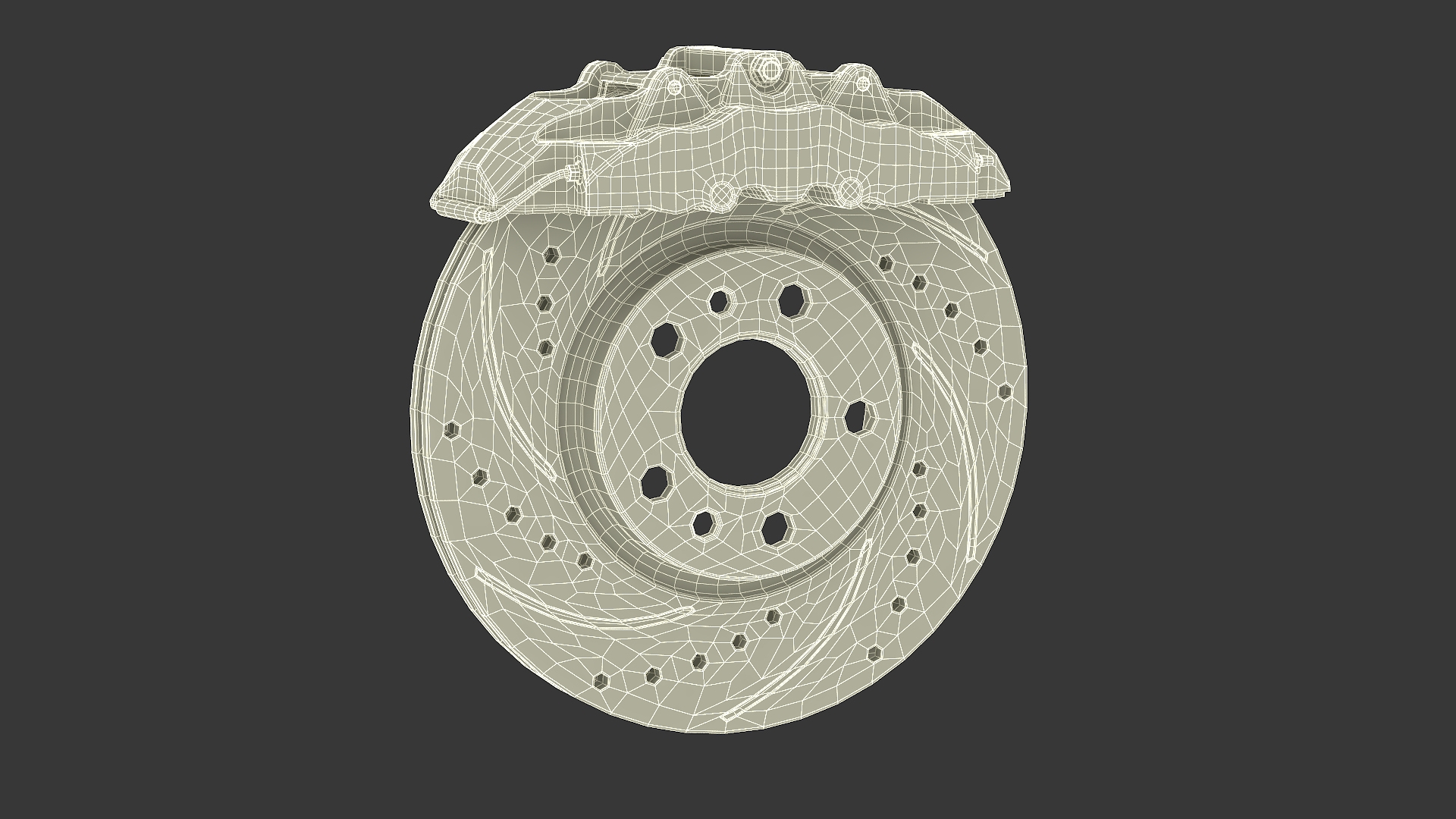 Slotted Ventilated Brake Disc With Grey Caliper 3D Model - TurboSquid ...
