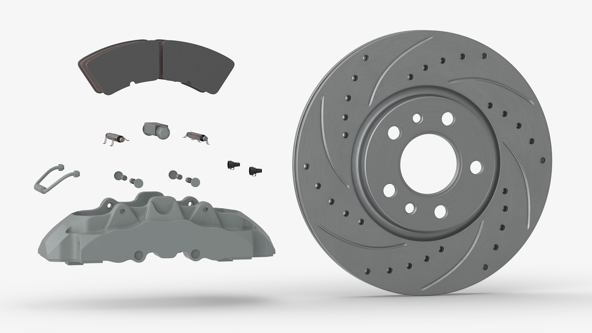 Slotted Ventilated Brake Disc With Grey Caliper 3D Model - TurboSquid ...