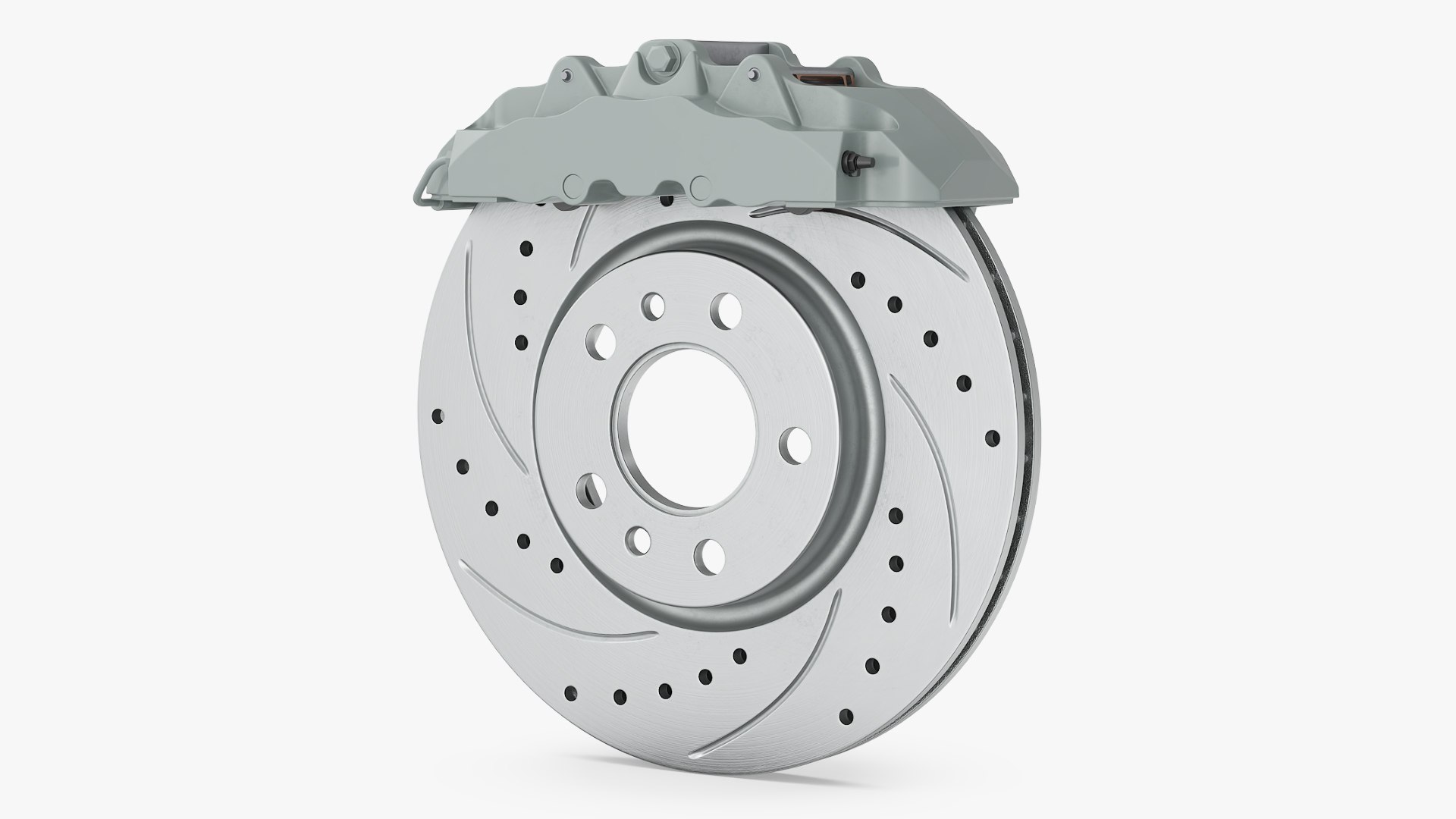 Slotted Ventilated Brake Disc With Grey Caliper 3D Model - TurboSquid ...