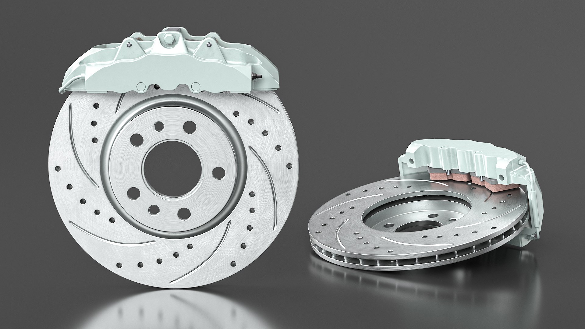 Slotted Ventilated Brake Disc With Grey Caliper 3D Model - TurboSquid ...