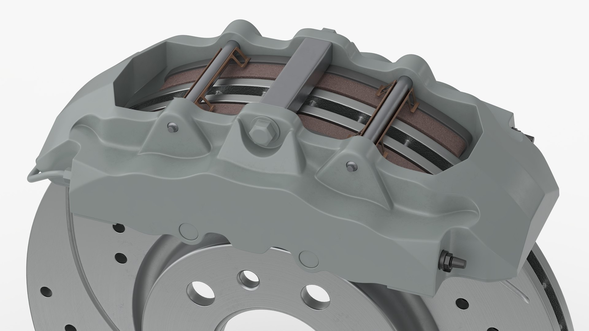 Slotted Ventilated Brake Disc With Grey Caliper 3D Model - TurboSquid ...