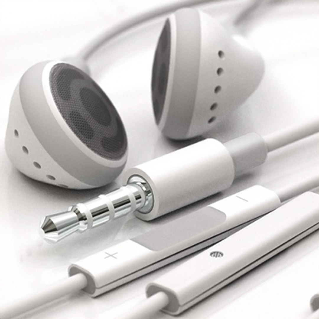 3d Apple Earphones Remote Mic Model