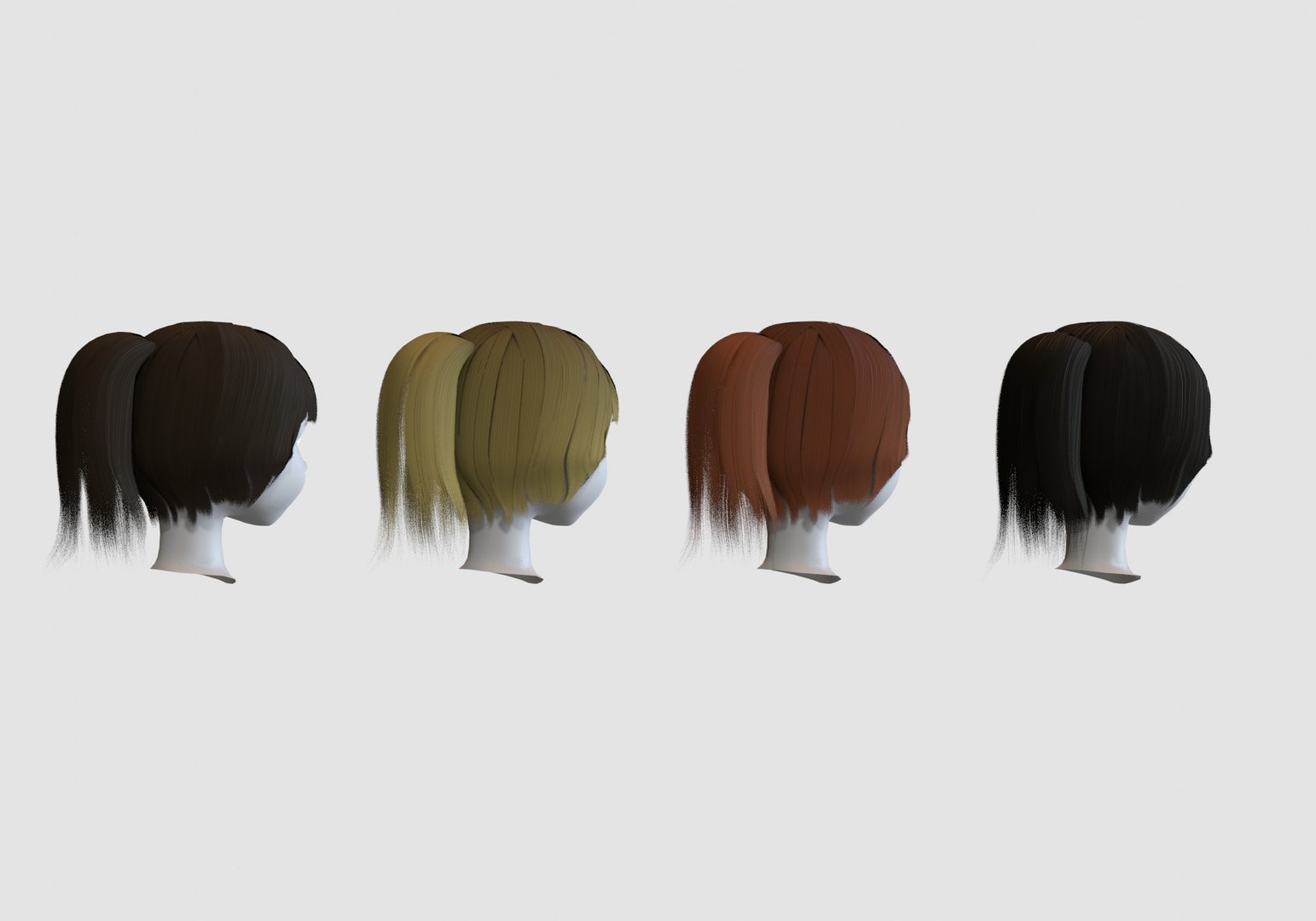 3D Hairstyle In 4 Colors - TurboSquid 1899641