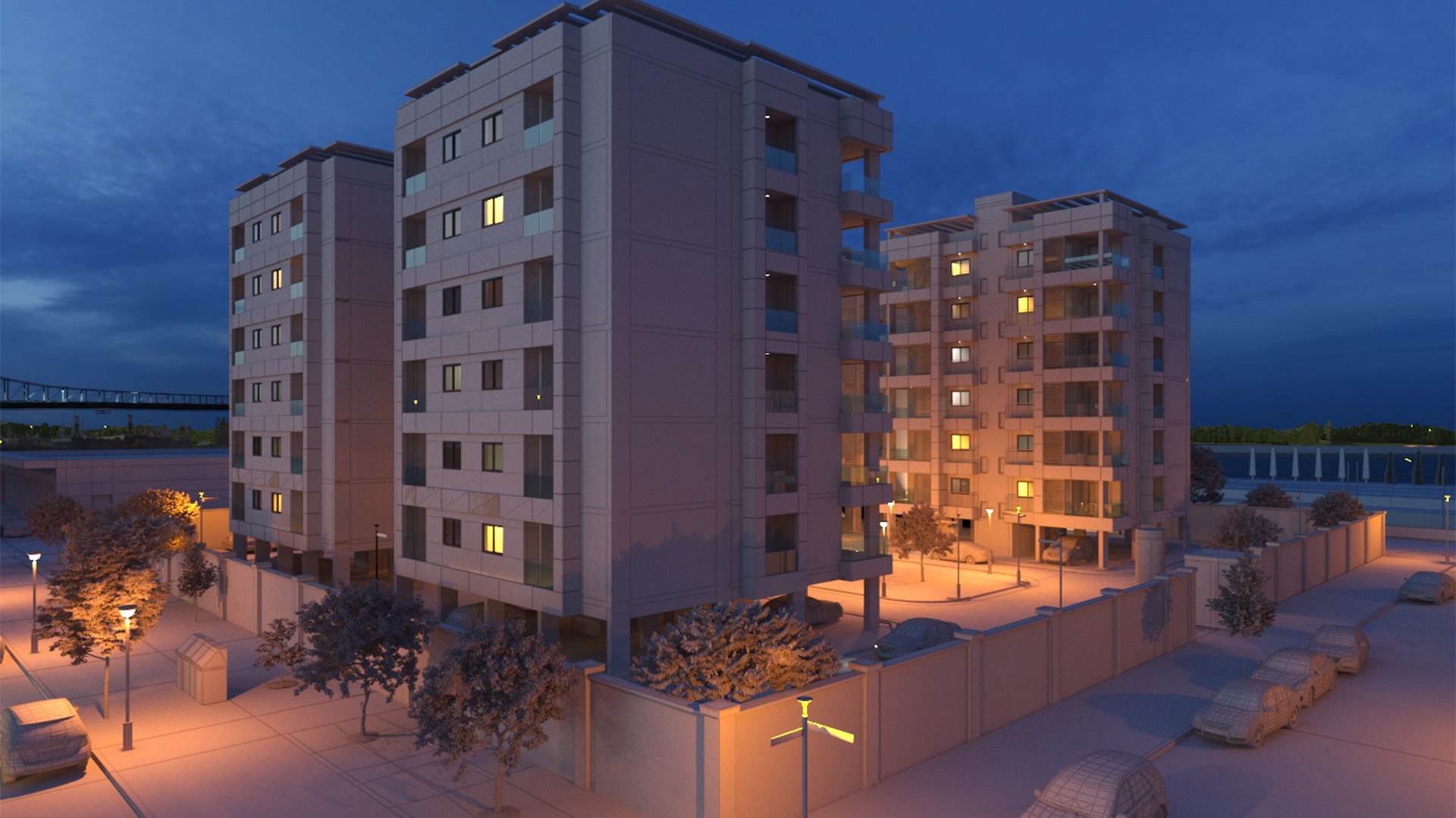 3D Residential complex 3D exterior Scene model - TurboSquid 2160875