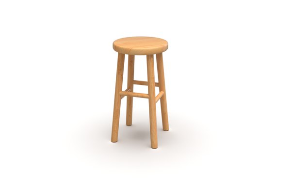 3D simple wooden bar stool - TurboSquid 1283053