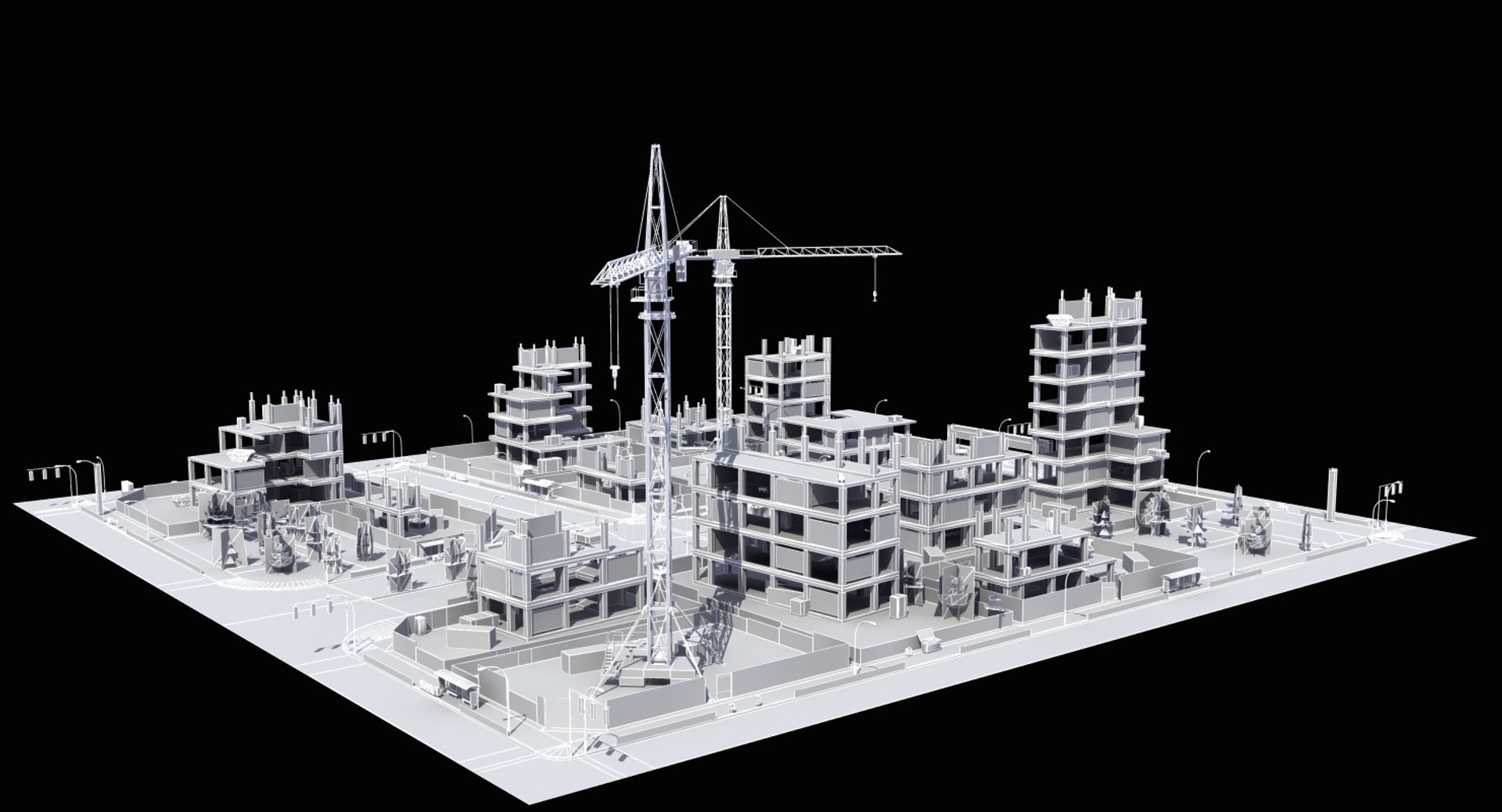 3d model construction site block street
