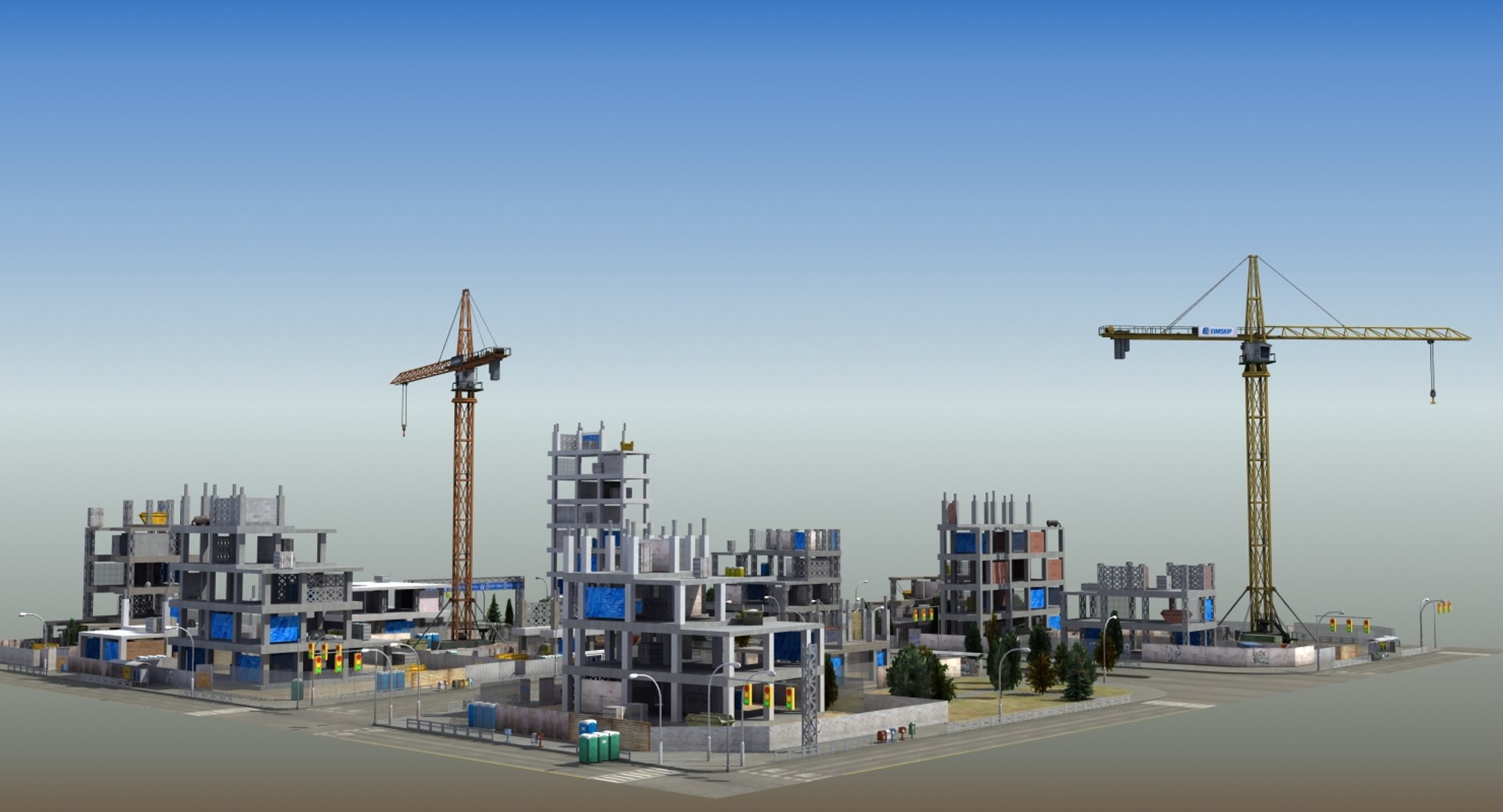 3d Model Construction Site Block Street