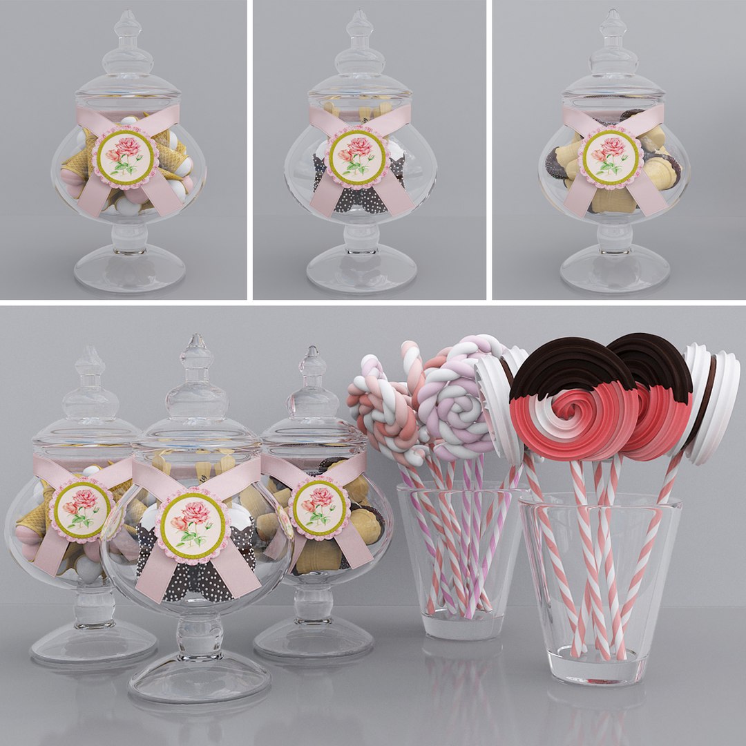 3D Candy Jars And Meringues Model - TurboSquid 1913851