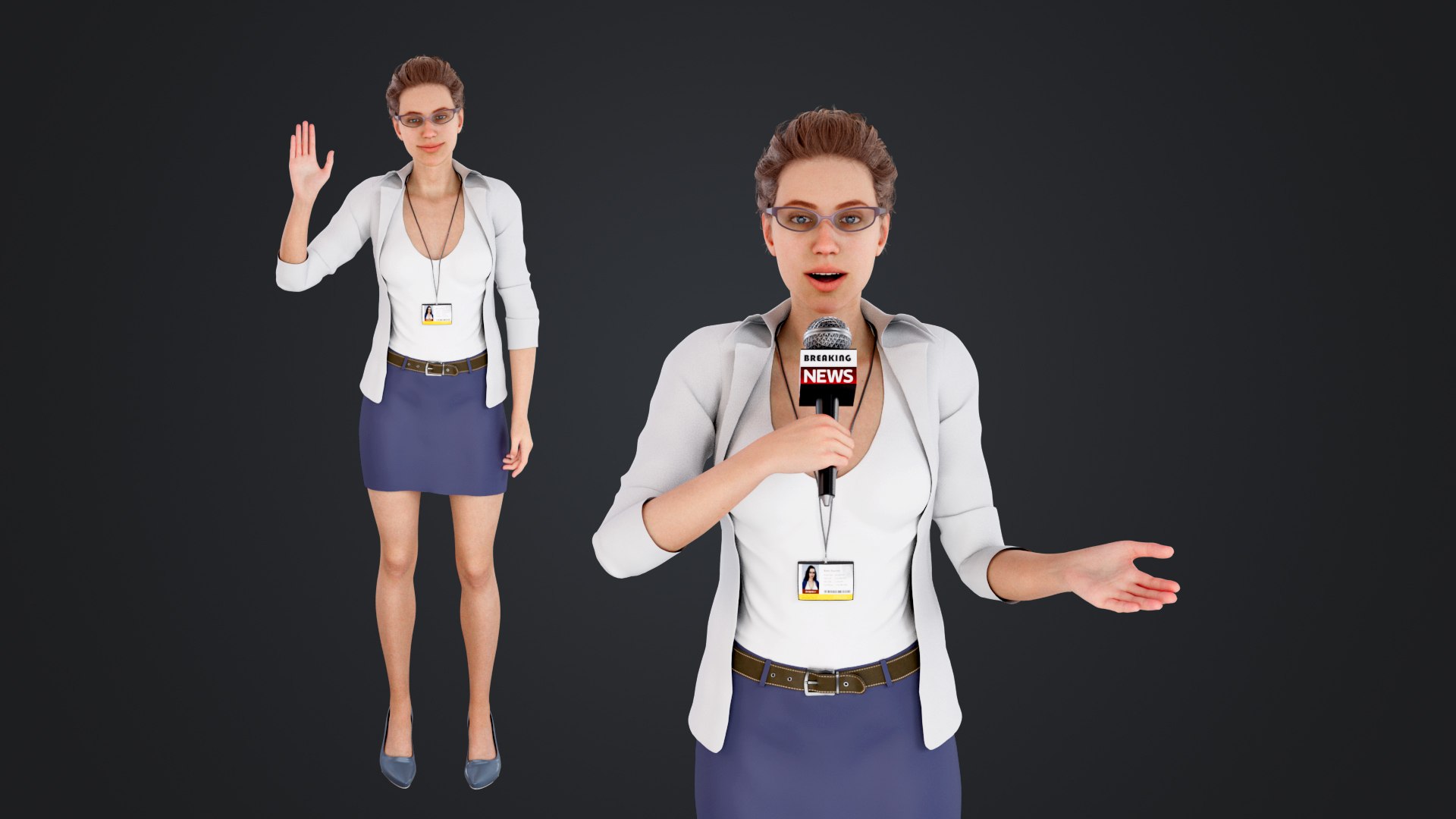 3D Reporter And Cameraman - TurboSquid 2373145