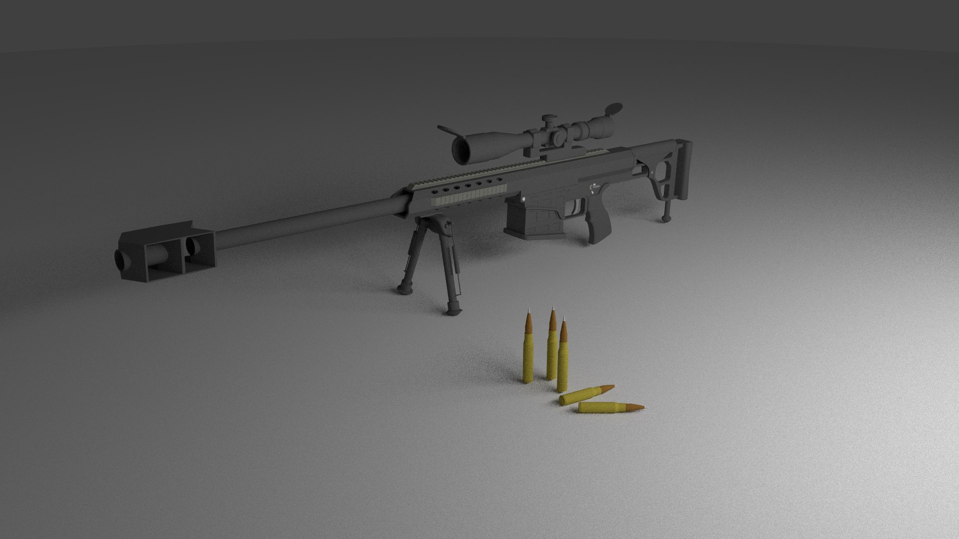 3d M98 Barrett Sniper Rifle Model