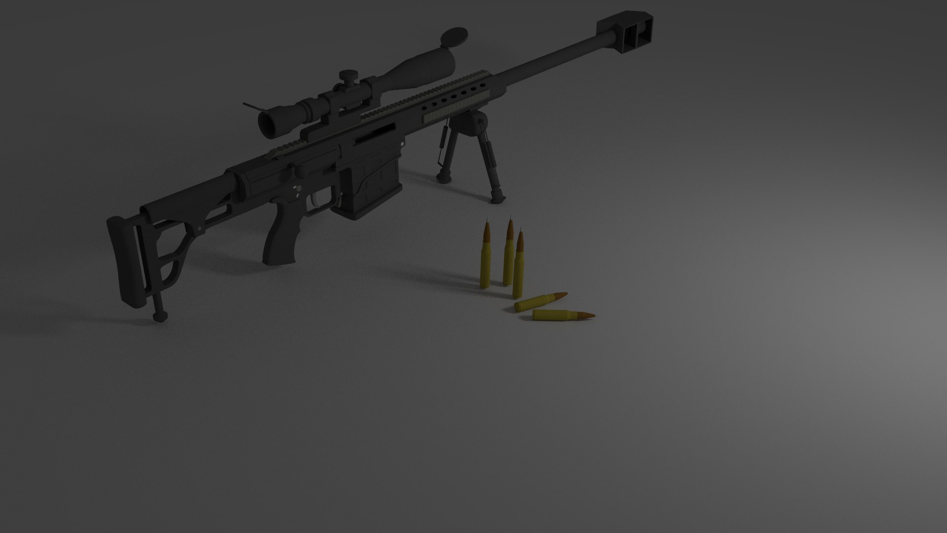3d M98 Barrett Sniper Rifle Model