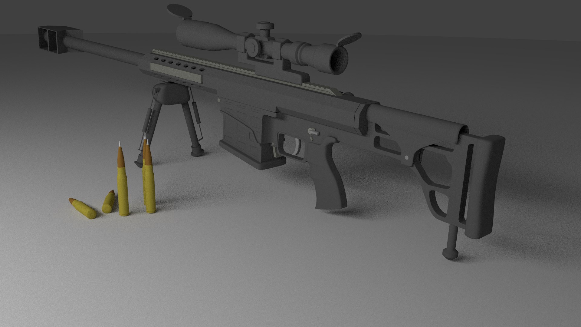 3d M98 Barrett Sniper Rifle Model