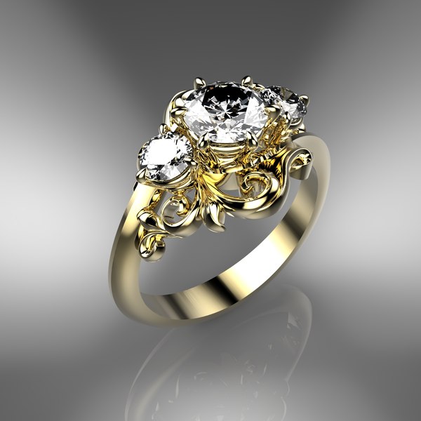 3d model stone gold ring