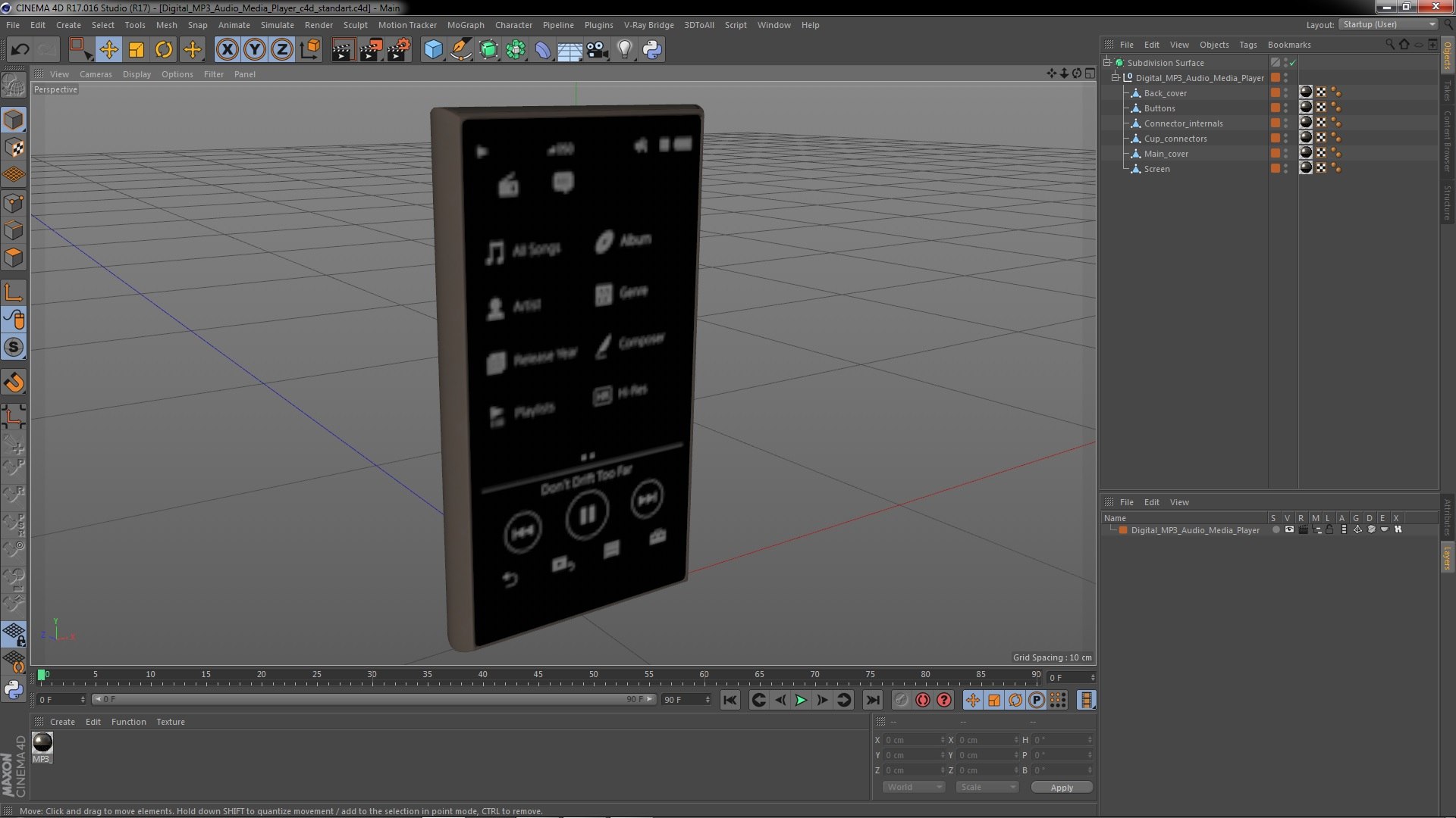 3D Digital MP3 Audio Media Player - TurboSquid 2130546