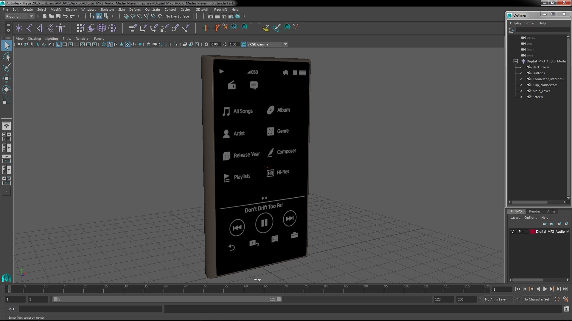3D Digital MP3 Audio Media Player - TurboSquid 2130546