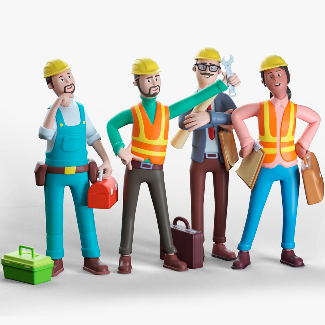 Cartoon Engineers - Rigged 3D Model - TurboSquid 1998573