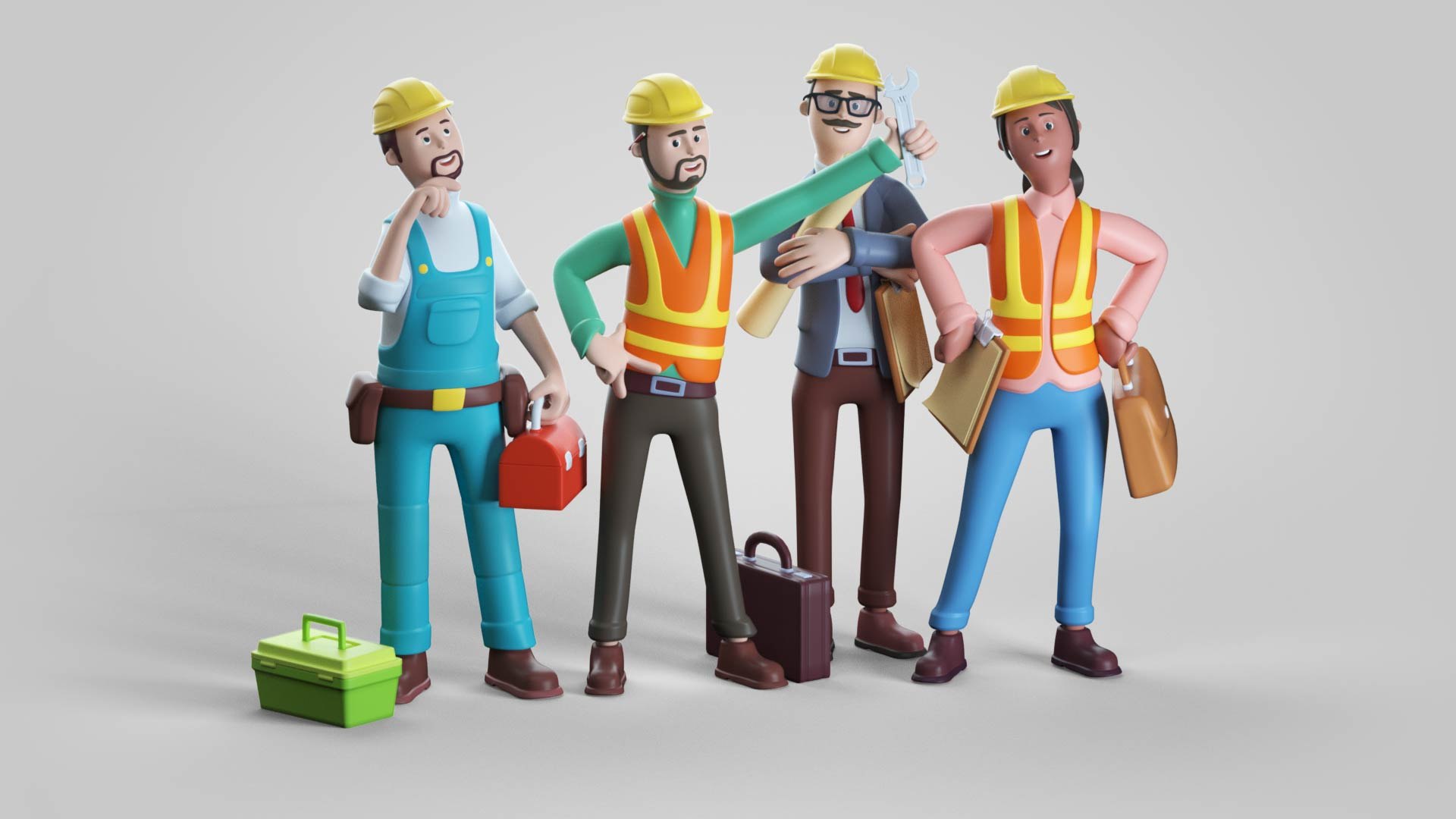 Cartoon Engineers - Rigged 3D Model - TurboSquid 1998573