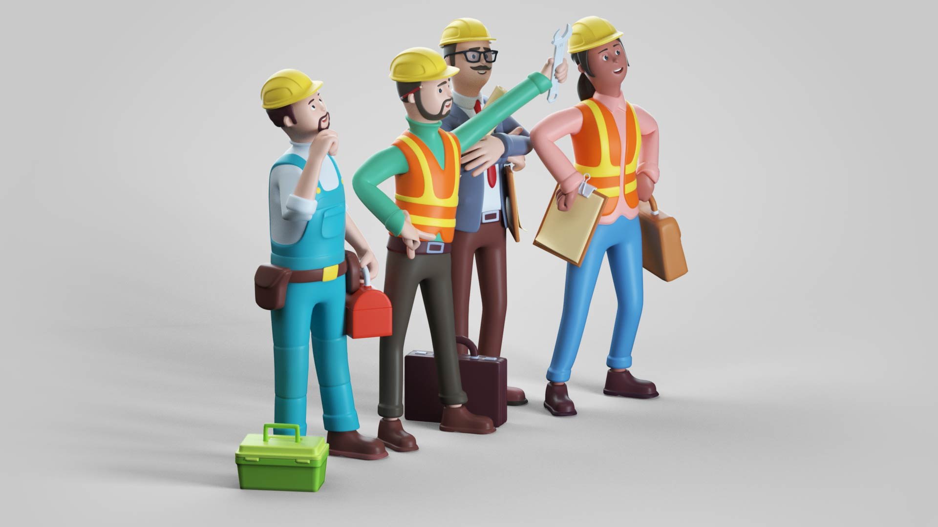 Cartoon Engineers - Rigged 3D Model - TurboSquid 1998573