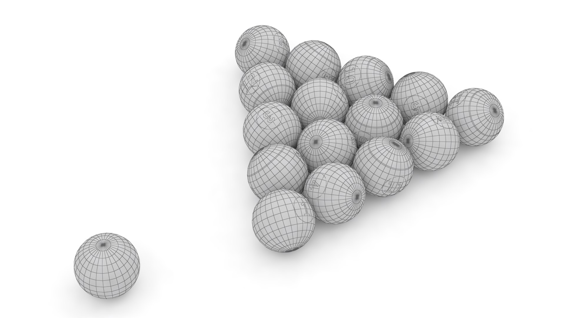 15 Billiards Balls In Random Position And A White Cue Ball 3D Model ...