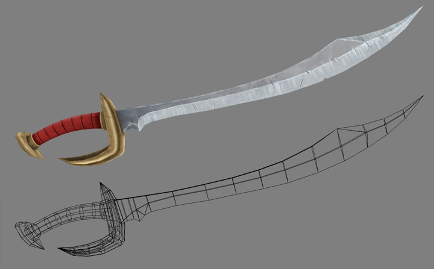 hand painted scimitar sword 3d model