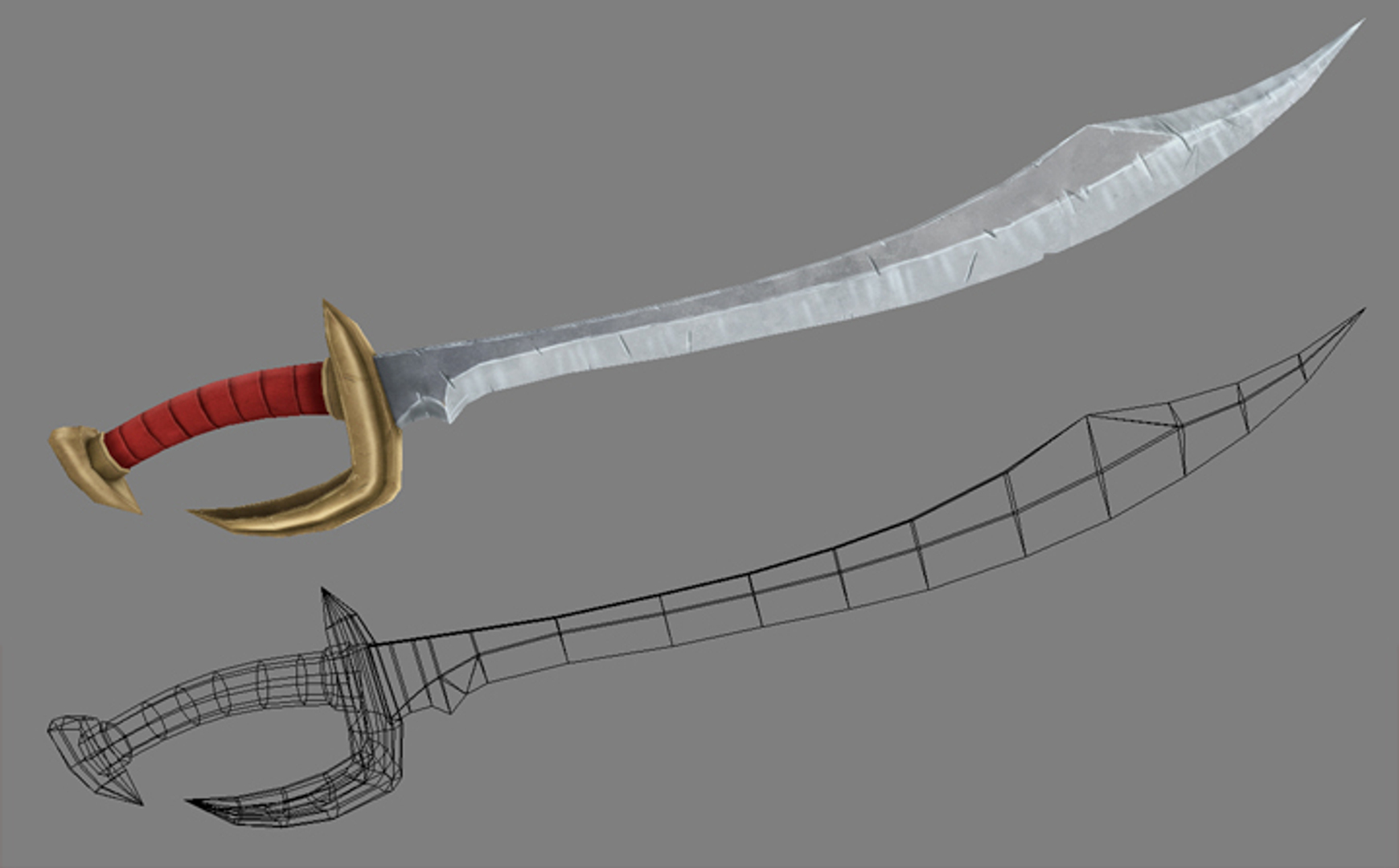 hand painted scimitar sword 3d model