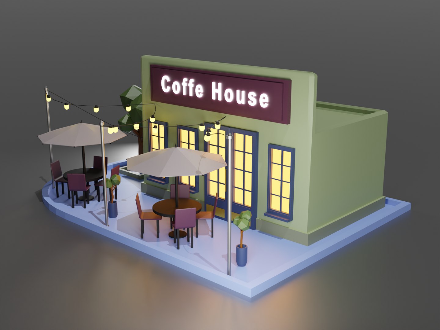 Low Poly Coffe Shop 3D Model - TurboSquid 2137127