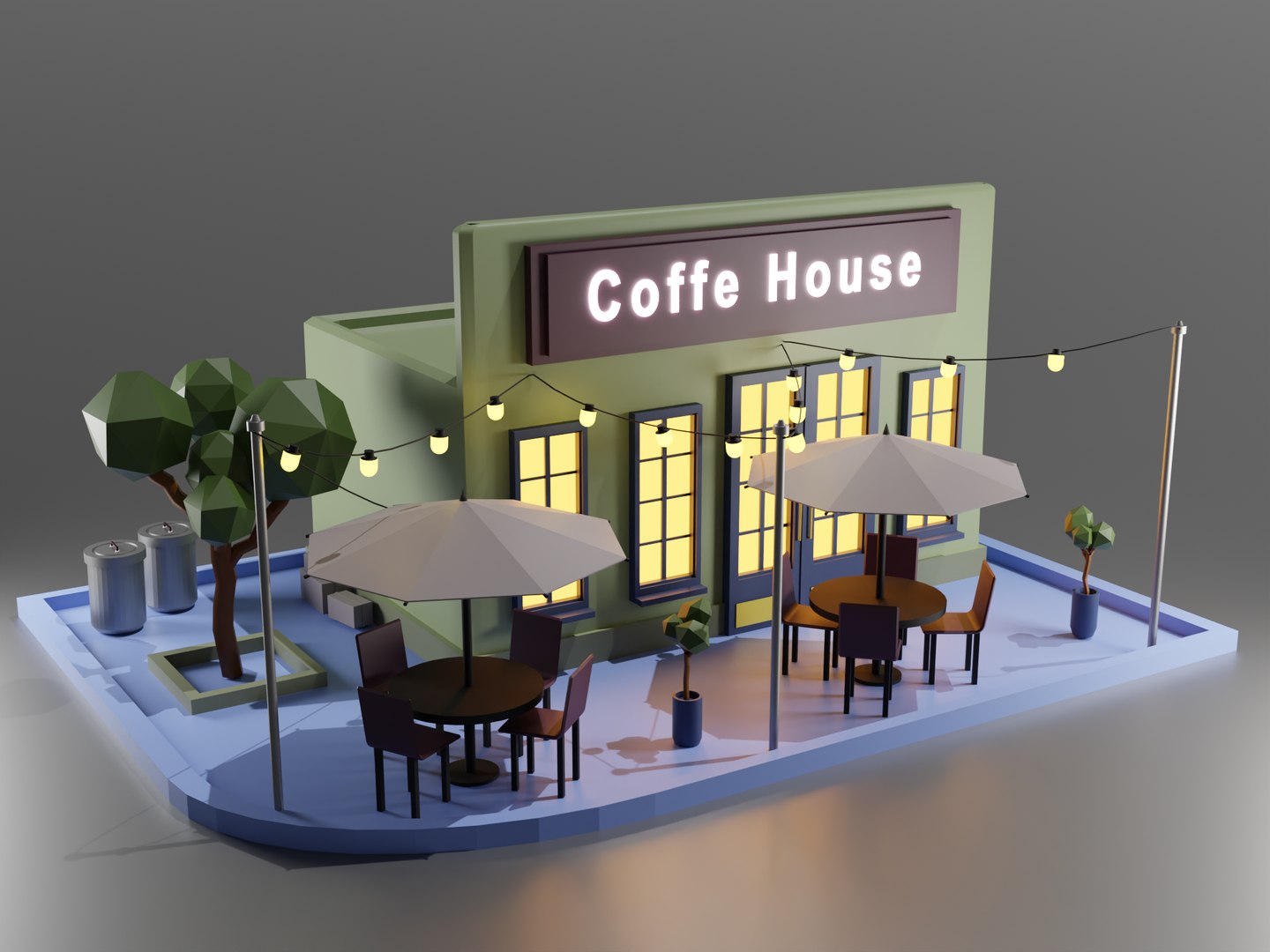Low Poly Coffe Shop 3D Model - TurboSquid 2137127