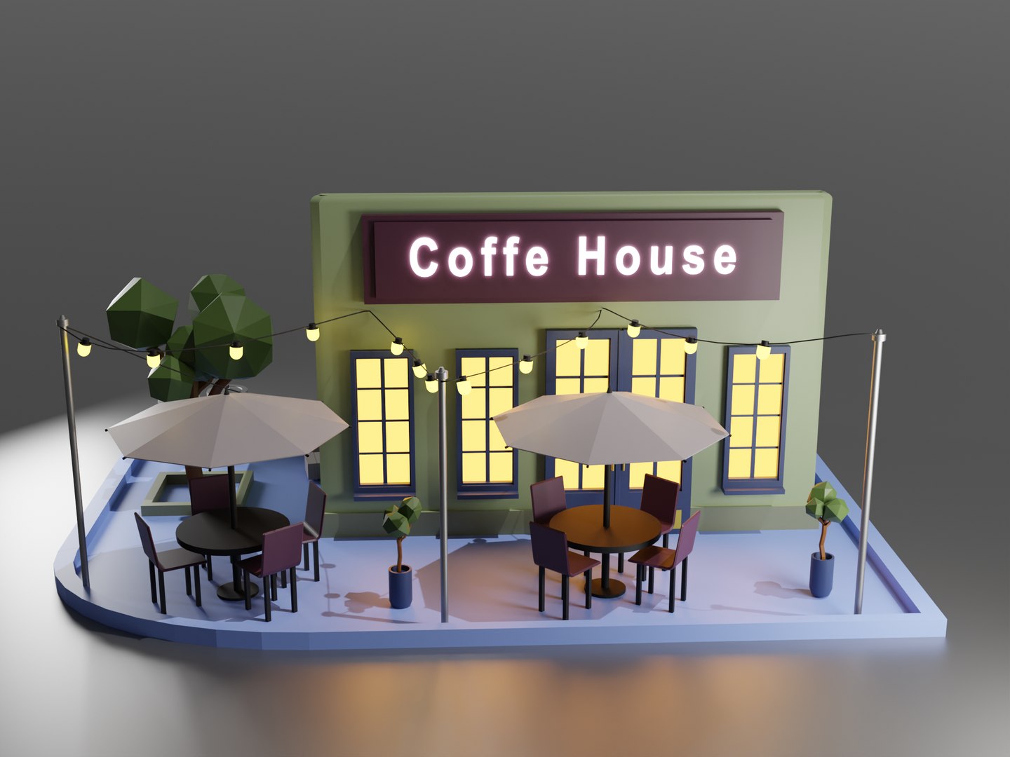Low Poly Coffe Shop 3D Model - TurboSquid 2137127