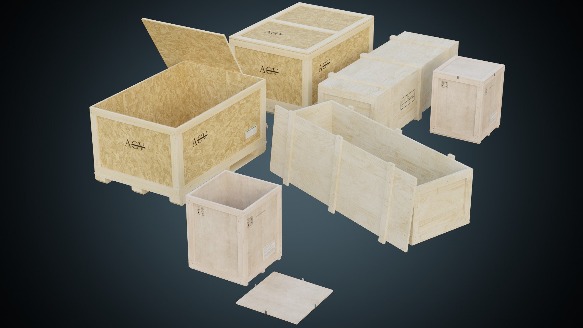 3D Wooden Crates 1A Model - TurboSquid 2320830