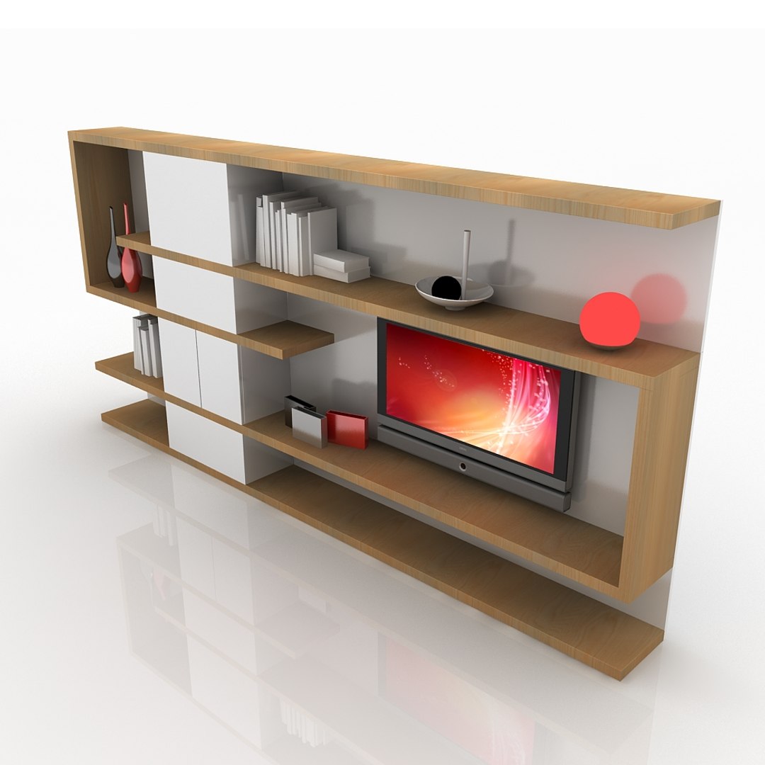 Modern Tv Wall Unit 3d Obj