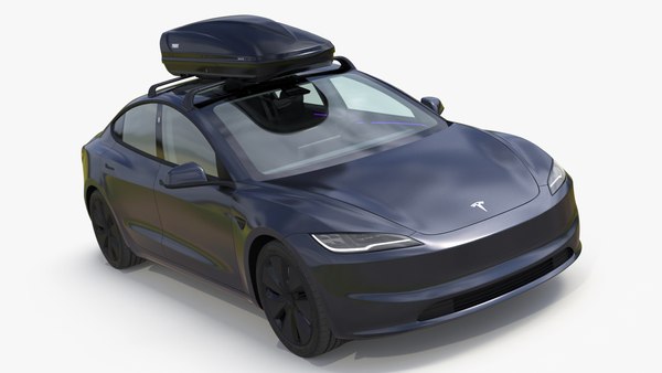modelo 3d Tesla Model 3 2024 con caja de techo - TurboSquid 2290702