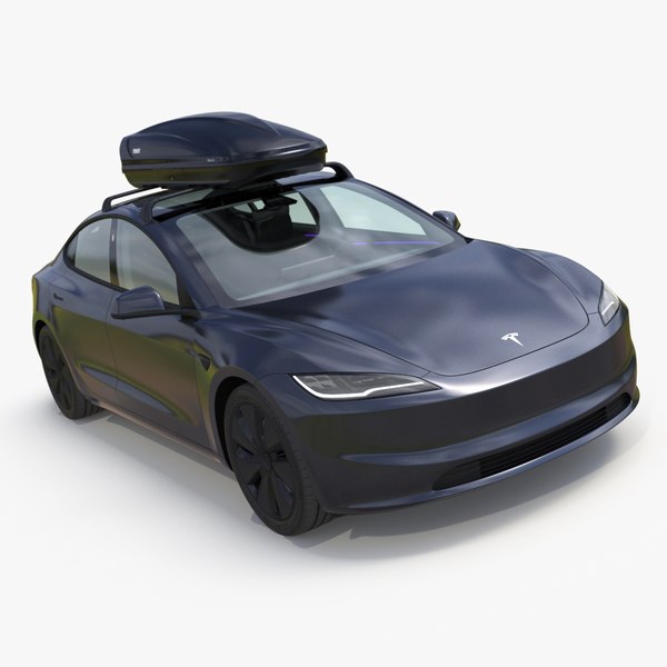 modelo 3d Tesla Model 3 2024 con caja de techo - TurboSquid 2290702