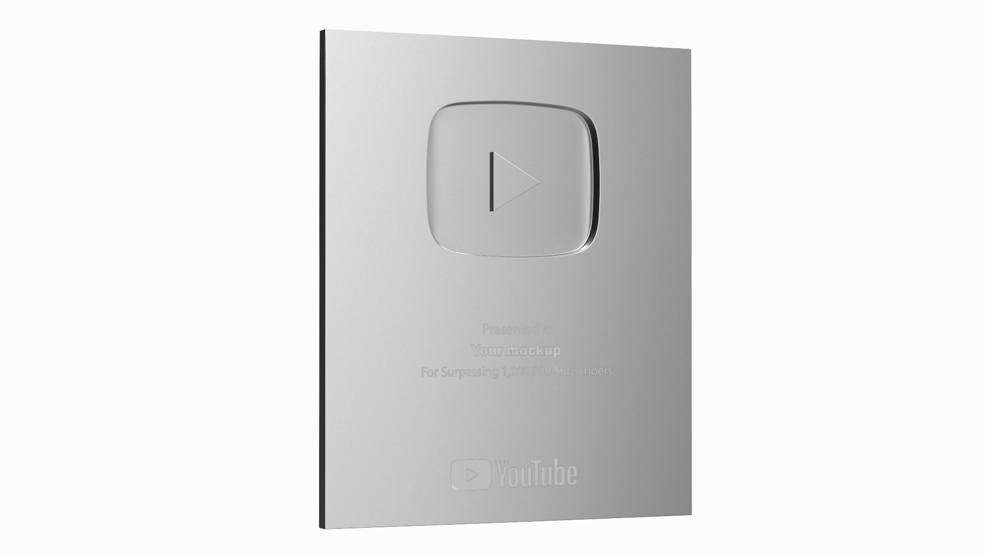 3D Silver Youtube Plaque Model - TurboSquid 2164083