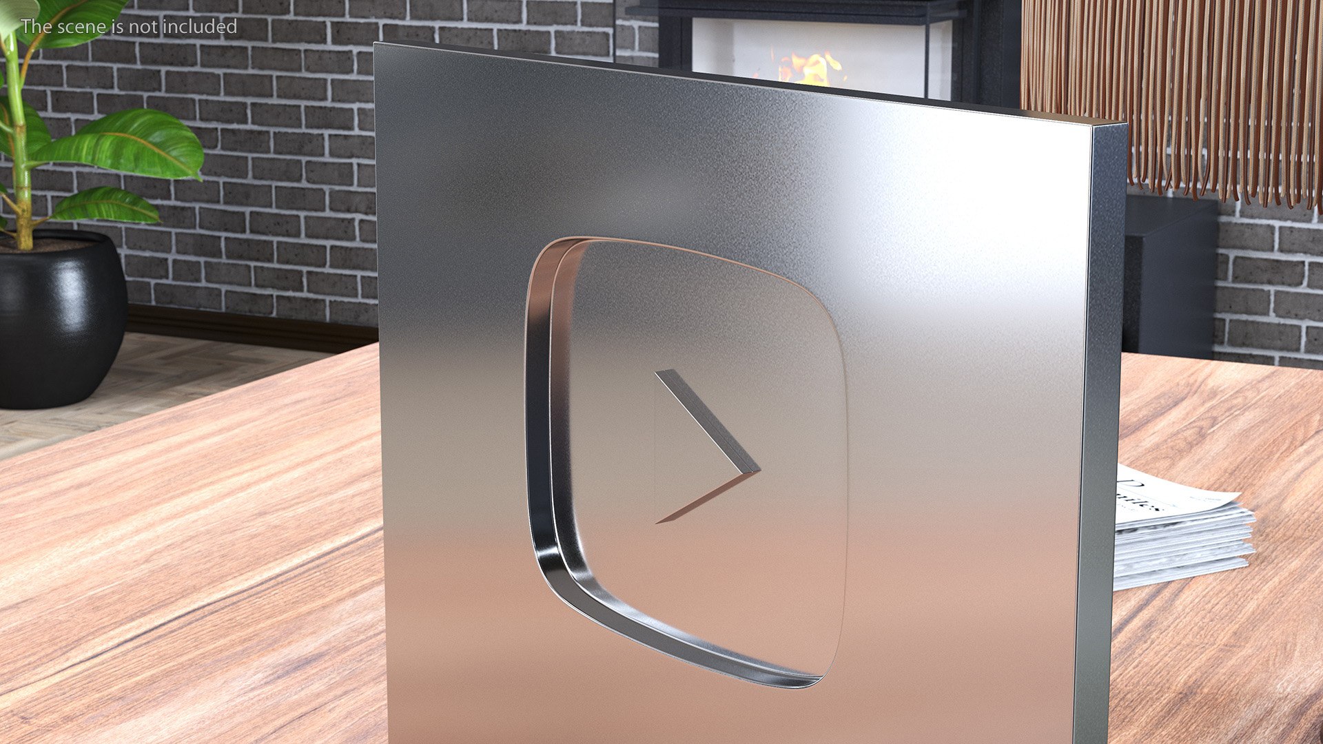 3D Silver Youtube Plaque Model - TurboSquid 2164083