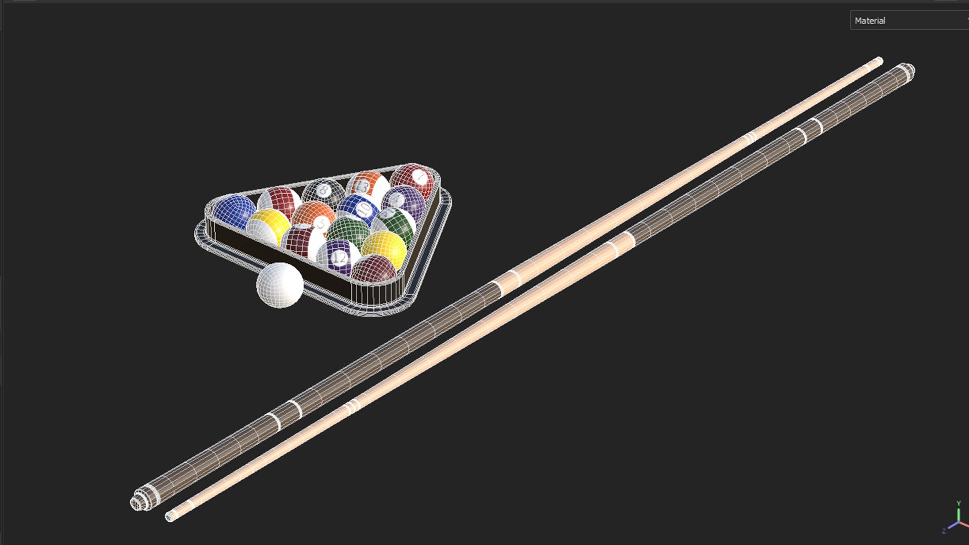 Billiards Balls And Cue Sticks 3D Model - TurboSquid 2124770