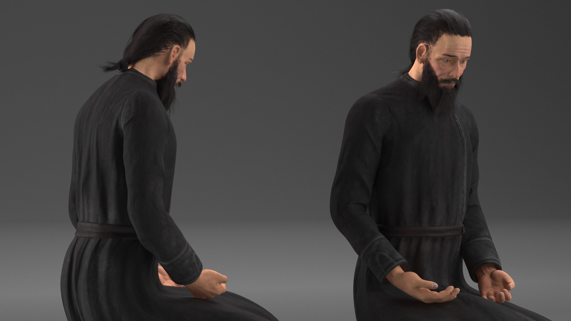 Orthodox Church Monk Wearing Robe Rigged 3D Model - TurboSquid 2320358