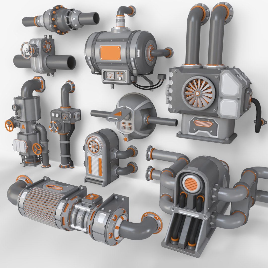 Wall Tube Mechanism Props 2 - 10 Pieces 3D - TurboSquid 1948019