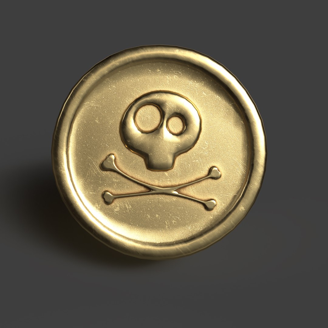 Coin with Pirate Sign as Skull and Bones model - TurboSquid 1848501
