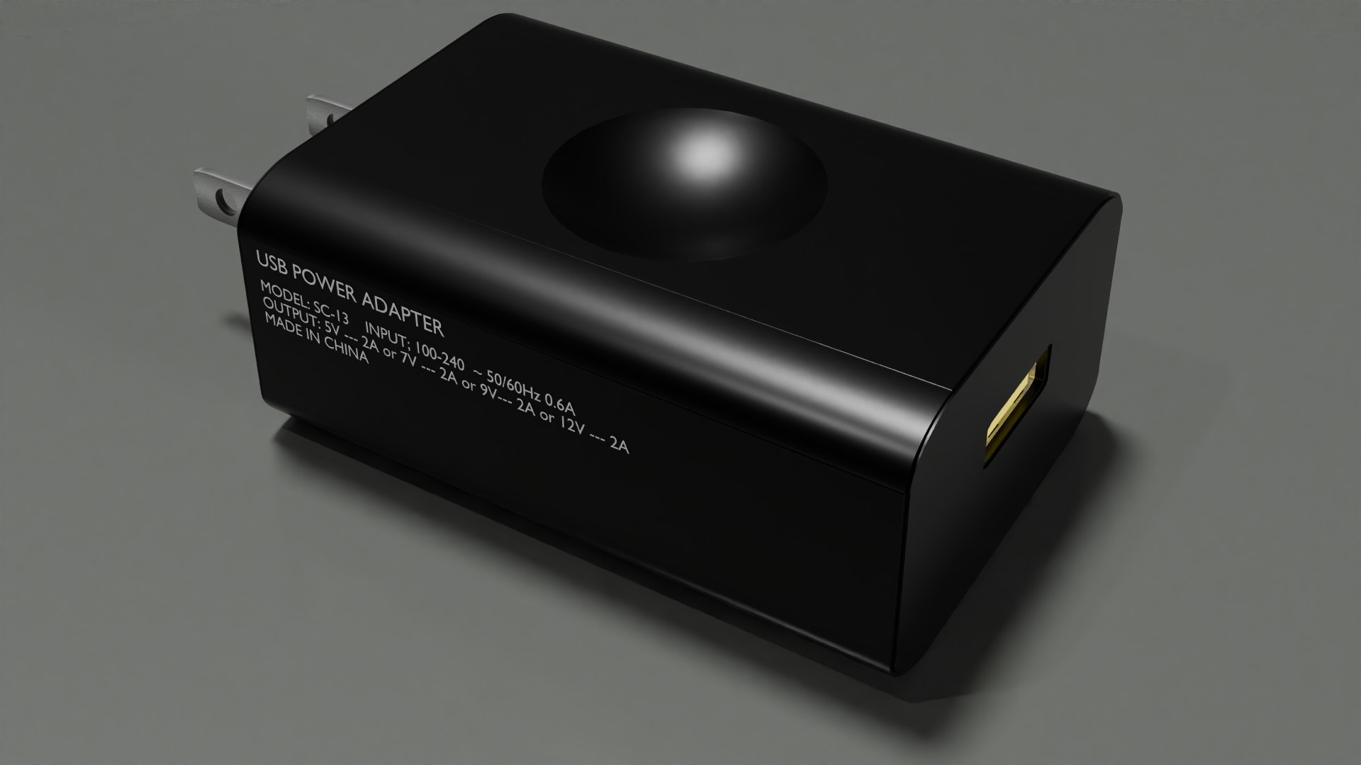 3D USB Power Adapter 02 US Black - TurboSquid 2328741