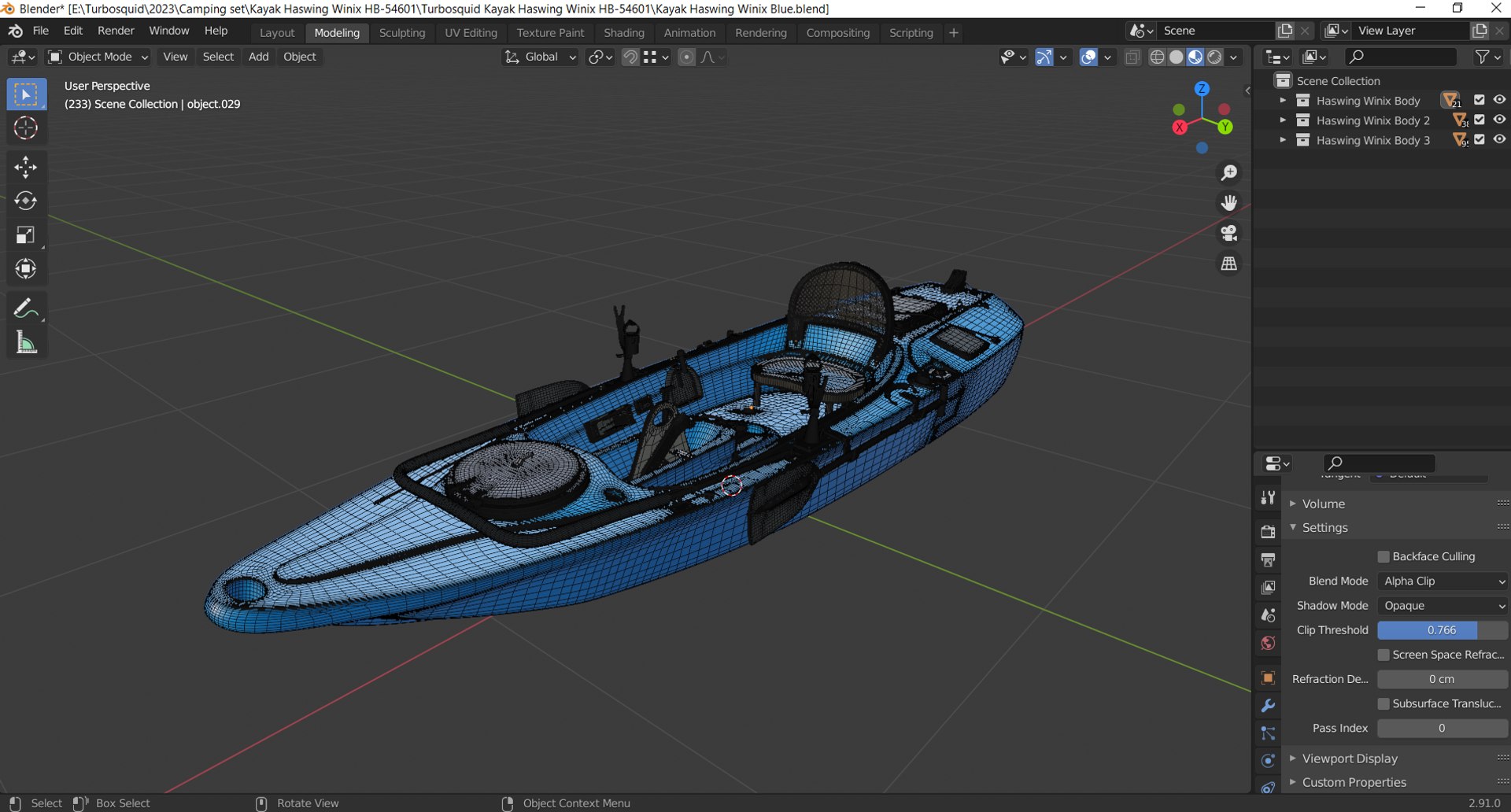 3D Kayak for fishing with an electric motor Haswing Winix HB-54601 Blue ...